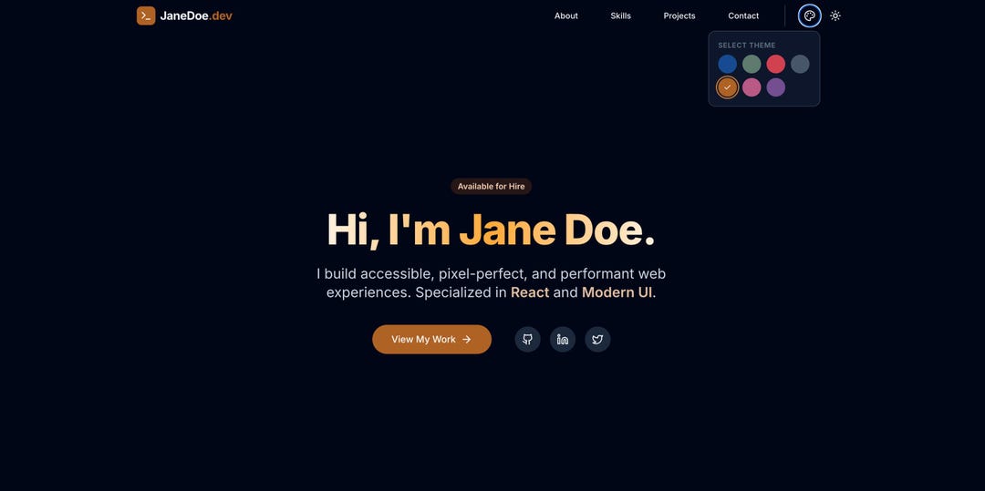 Modern Developer Portfolio Template – Responsive Digital Download, Cv ...