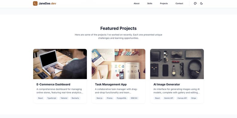 Modern Developer Portfolio Template – Responsive Digital Download, Cv ...