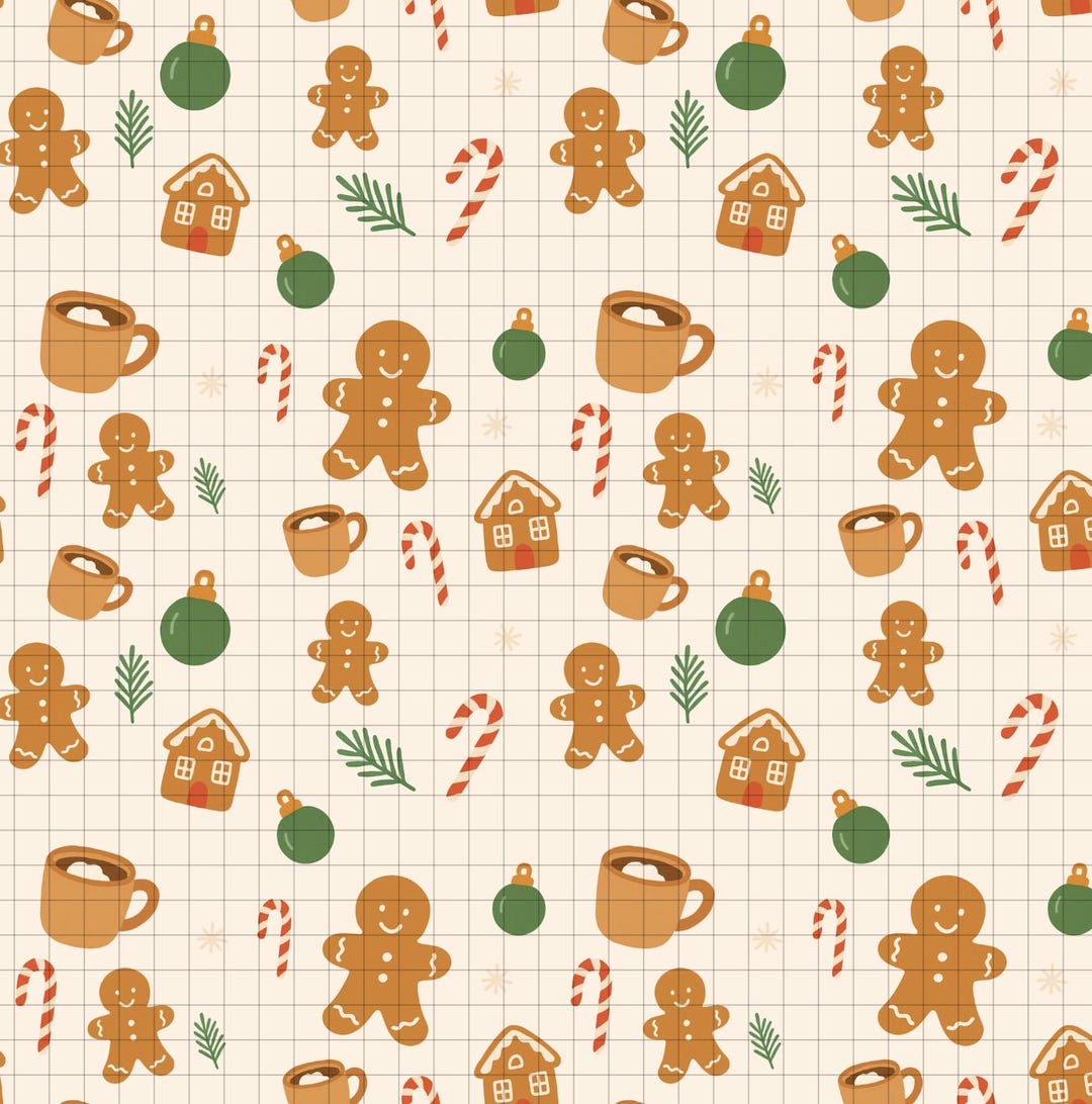 Gingerbread Christmas Seamless Pattern PNG | Holiday Digital Paper With ...