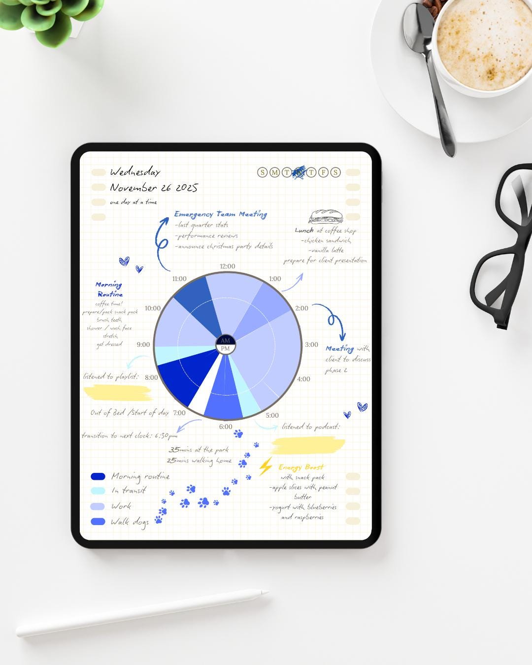 12-hour Circular Day Planner and Tracker Map | Minimal Layout | ADHD ...