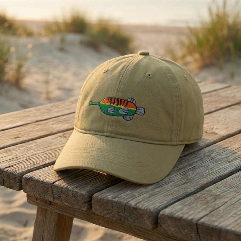 Mystery Fish | Organic Embroidery Baseball Cap | Nostalgia Hat - Etsy