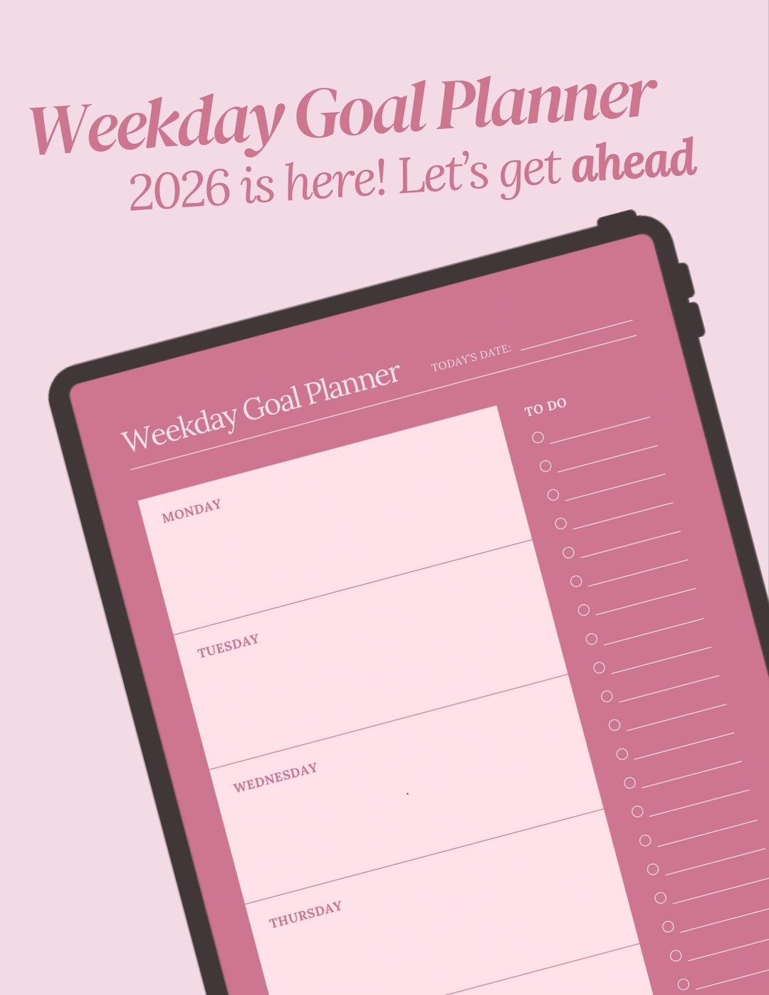 2026 Weekday Goal Planner Notepad or Digital Download Daily Planner ...