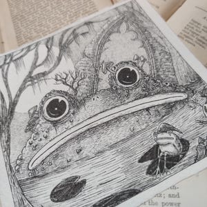 The Greatfrog- Original Spooky Swamp Frog Ink Drawing From Fragments - Etsy