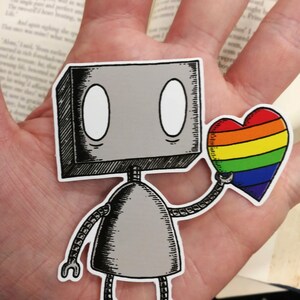 Rainbow Heart Robot Vinyl Sticker LGBT Pride Laptop Sticker - Etsy UK