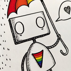 Rainbow Robot Art Print by Jon Turner LGBT Pride Artwork - Etsy UK