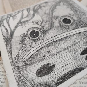 The Greatfrog- Original Spooky Swamp Frog Ink Drawing From Fragments - Etsy