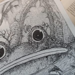 The Greatfrog- Original Spooky Swamp Frog Ink Drawing From Fragments - Etsy