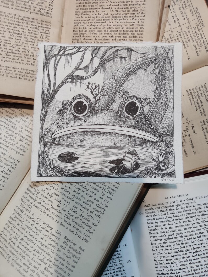 The Greatfrog- Original Spooky Swamp Frog Ink Drawing From Fragments - Etsy
