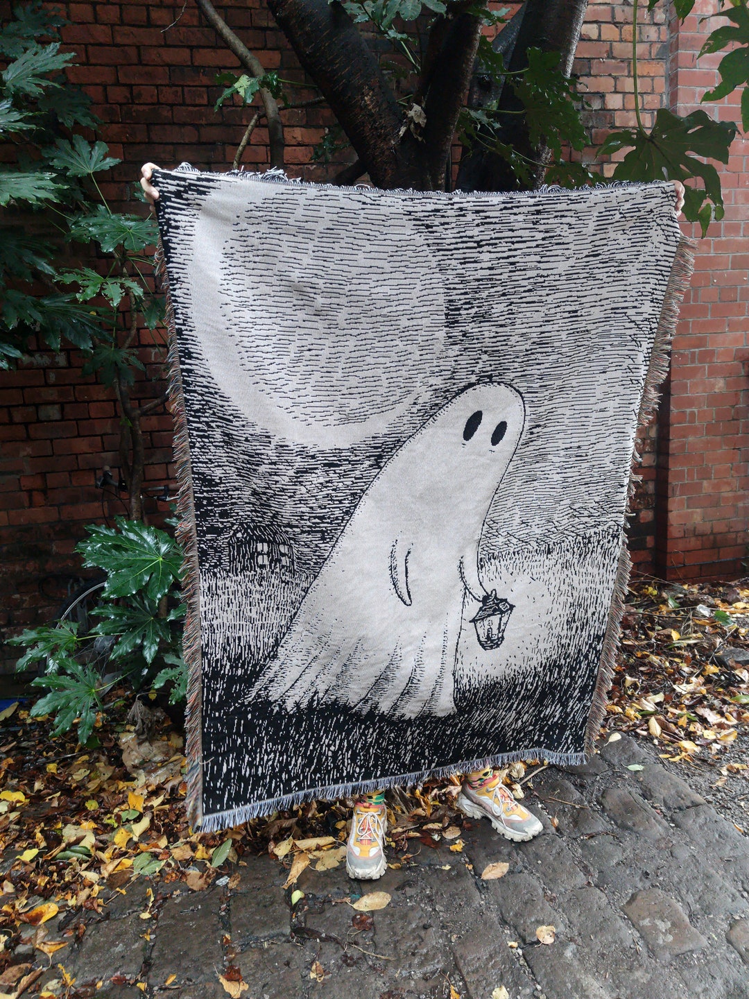 Wandering Ghost Tapestry- Jacquard Loom Woven Spooky Throw Blanket - Etsy