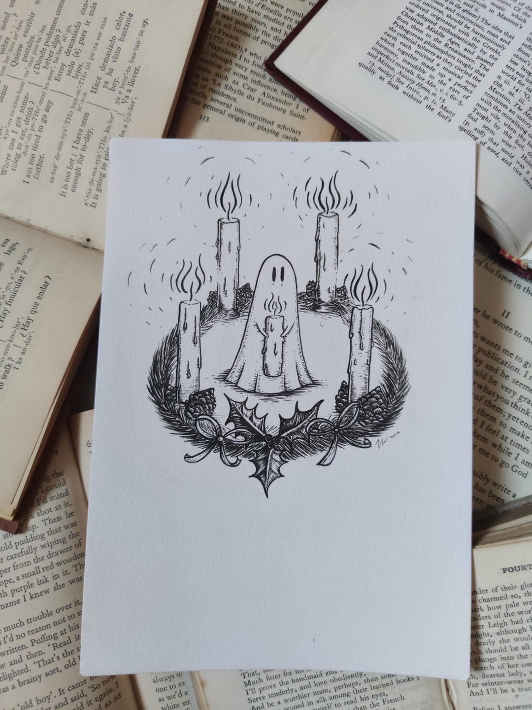 Candle Ghost- Original Ink Drawing - Etsy