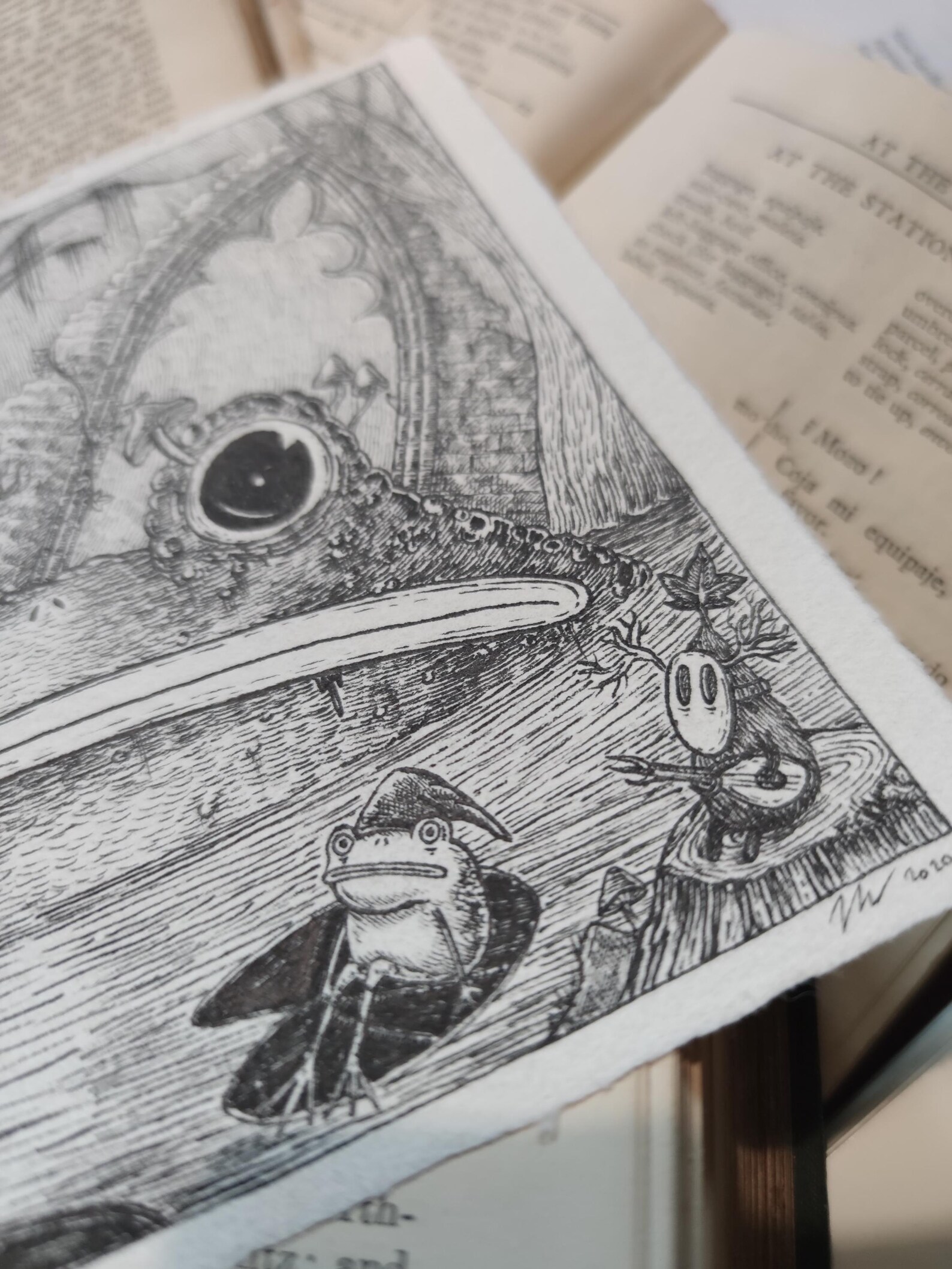 The Greatfrog- Original Spooky Swamp Frog Ink Drawing From Fragments - Etsy