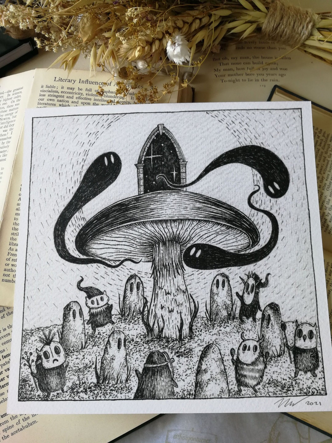 Enchanted Toadstool- Magical Square Art Print With Poem - Etsy