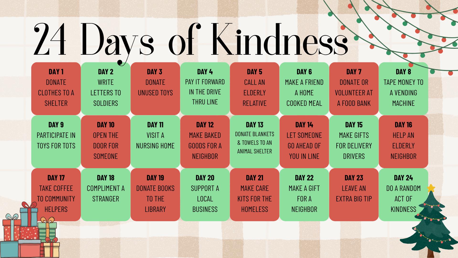 Kindness Advent Calendar Printable | Family Christmas Activities ...