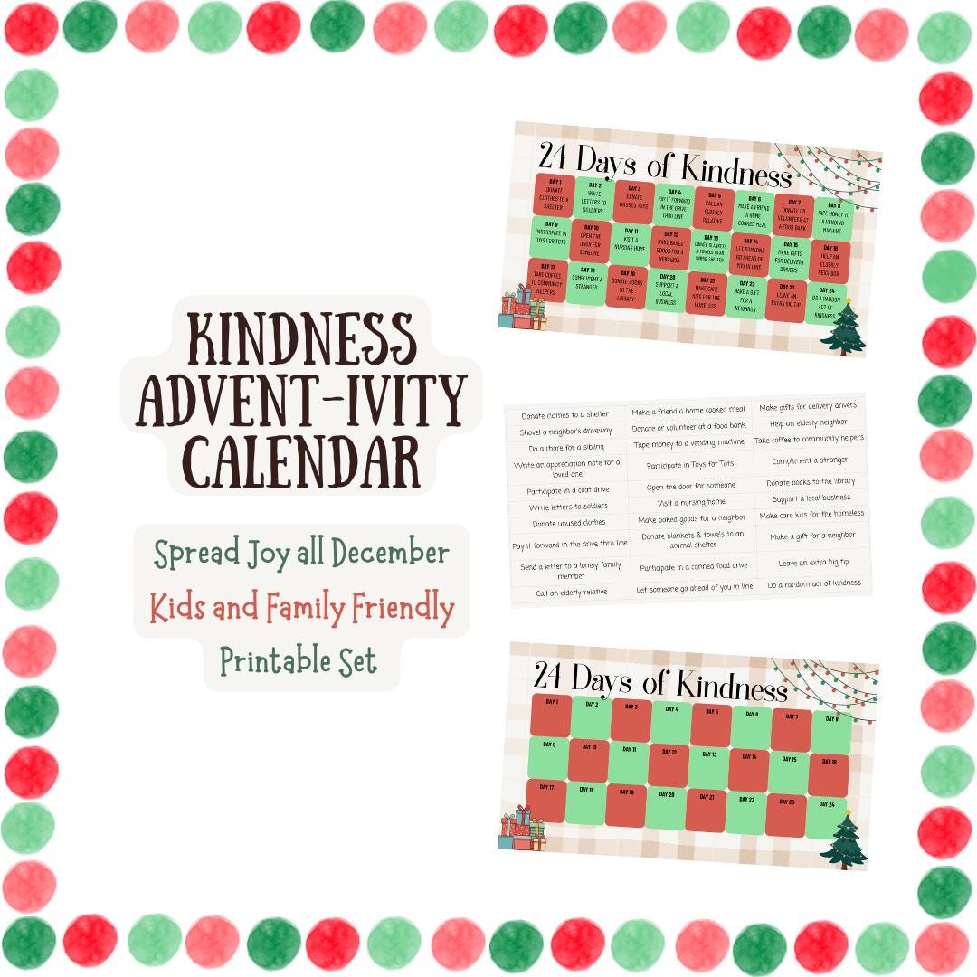 Kindness Advent Calendar Printable | Family Christmas Activities ...