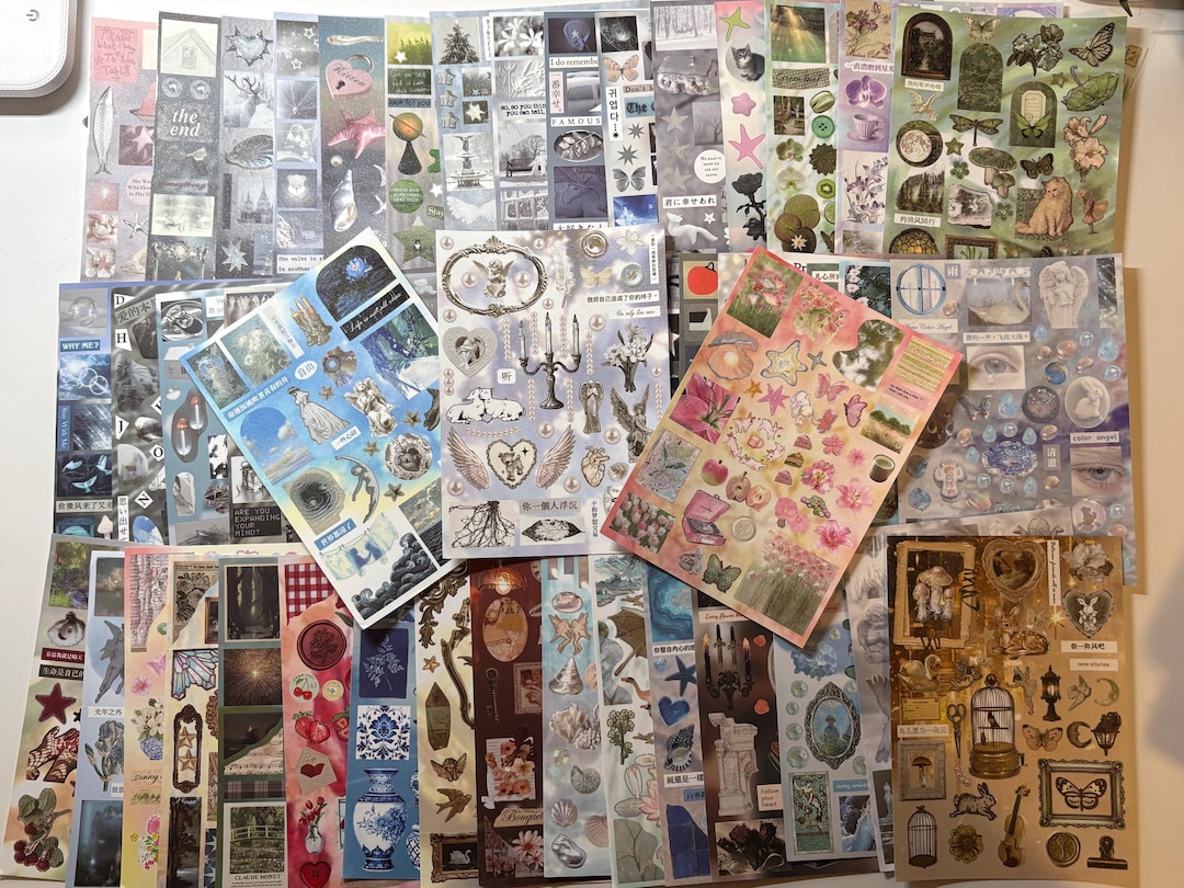 8 Pcs Assorted Sticker Sheets ! Vintage / Dreamcore / Cottagecore - Etsy