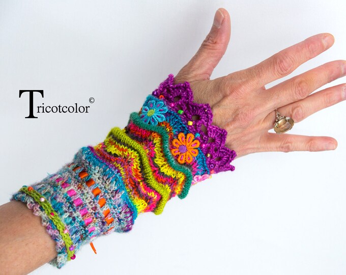 Bracelet Manchette Crocheté Main " Mandchou " - Etsy