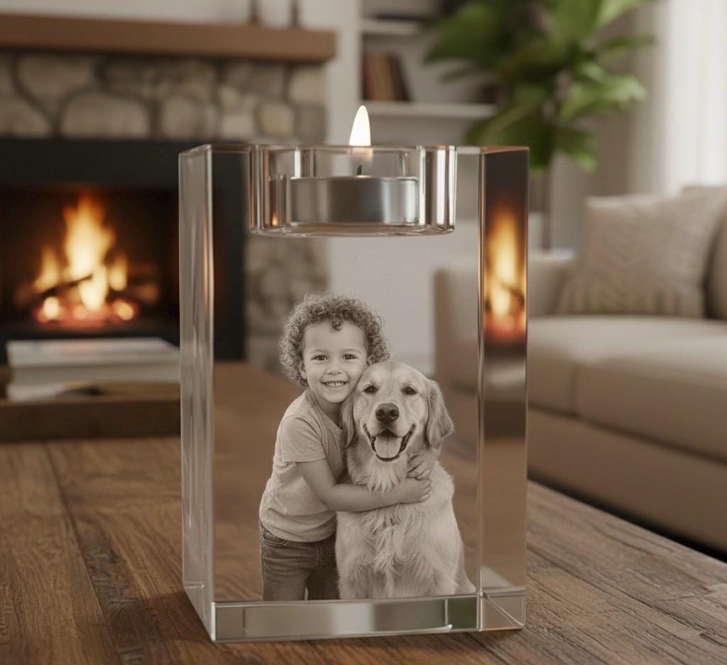 Custom 3D Photo Candle Holder, 3D Crystal Photo Laser Engraved ...