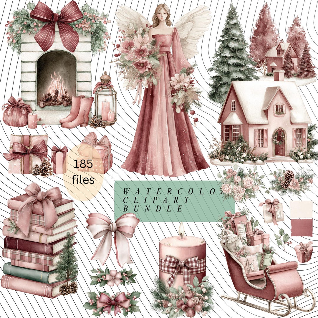 Watercolor Cozy Christmas Clipart Bundle | Holiday Set, Scrapbooking - Etsy