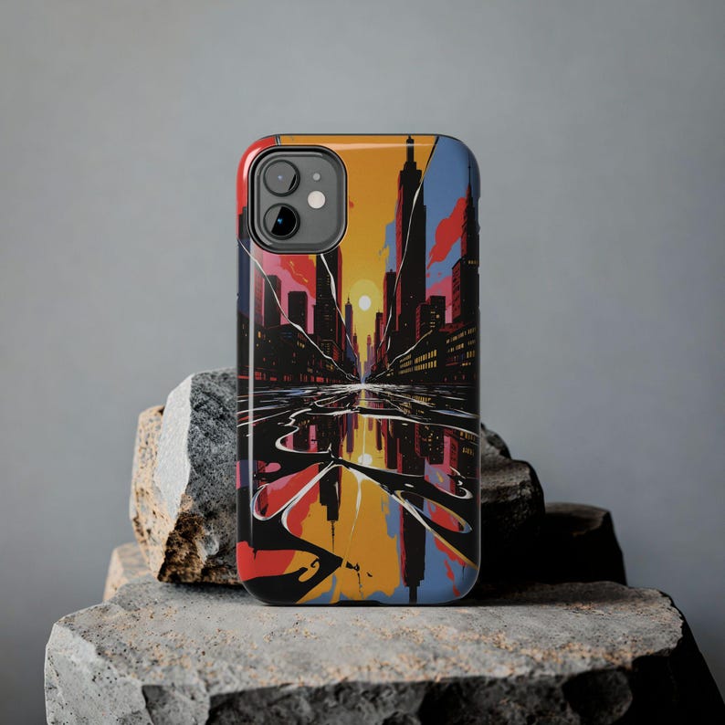 City Sunset Reflection Case for Iphone, Samsung, Neon Skyline Cover ...
