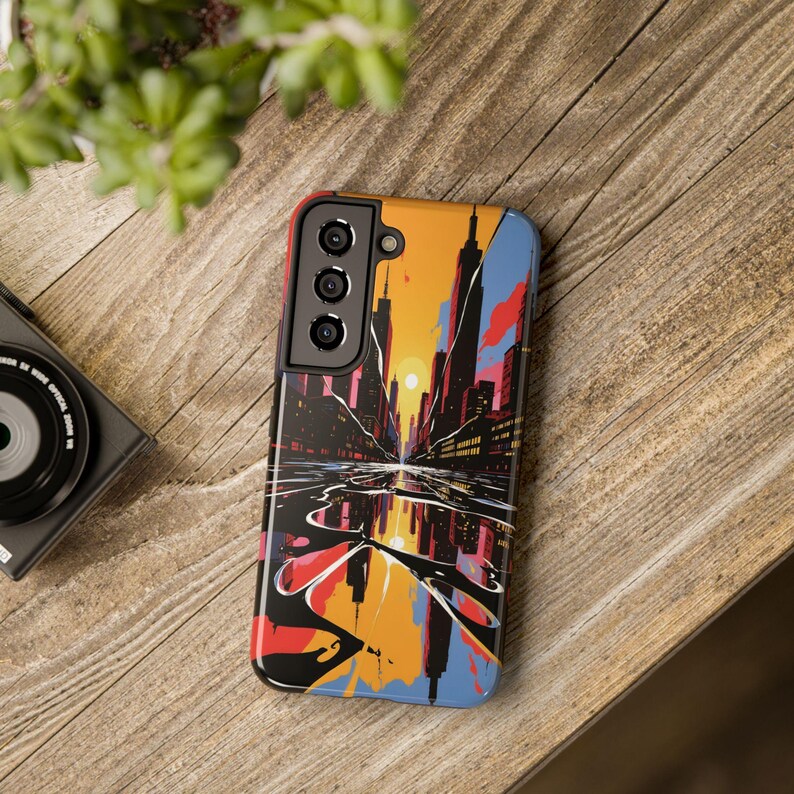 City Sunset Reflection Case for Iphone, Samsung, Neon Skyline Cover ...