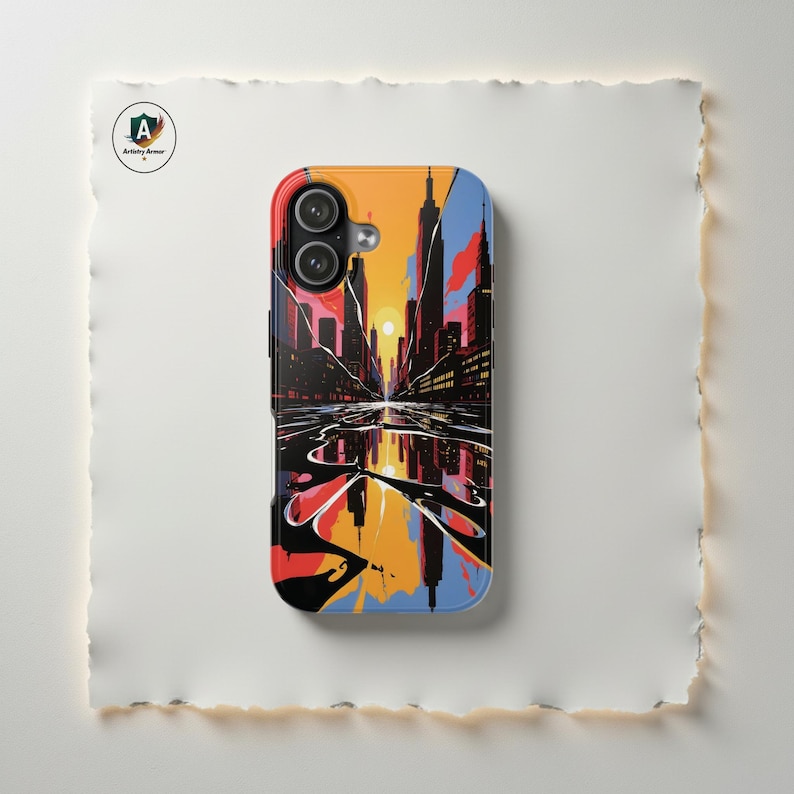 City Sunset Reflection Case for Iphone, Samsung, Neon Skyline Cover ...