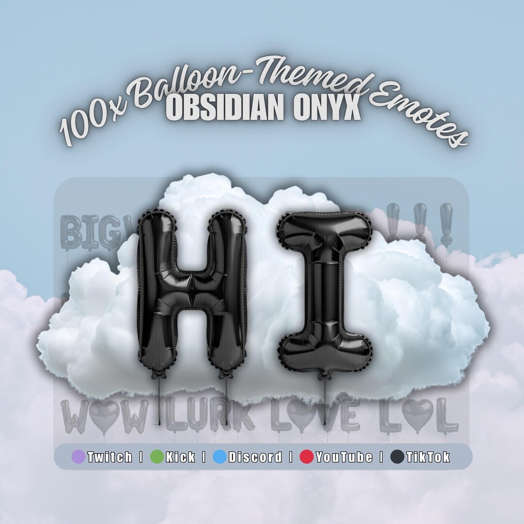 Obsidian Onyx Balloon Emotes | 100 Streamer Graphics Bundle (digital ...