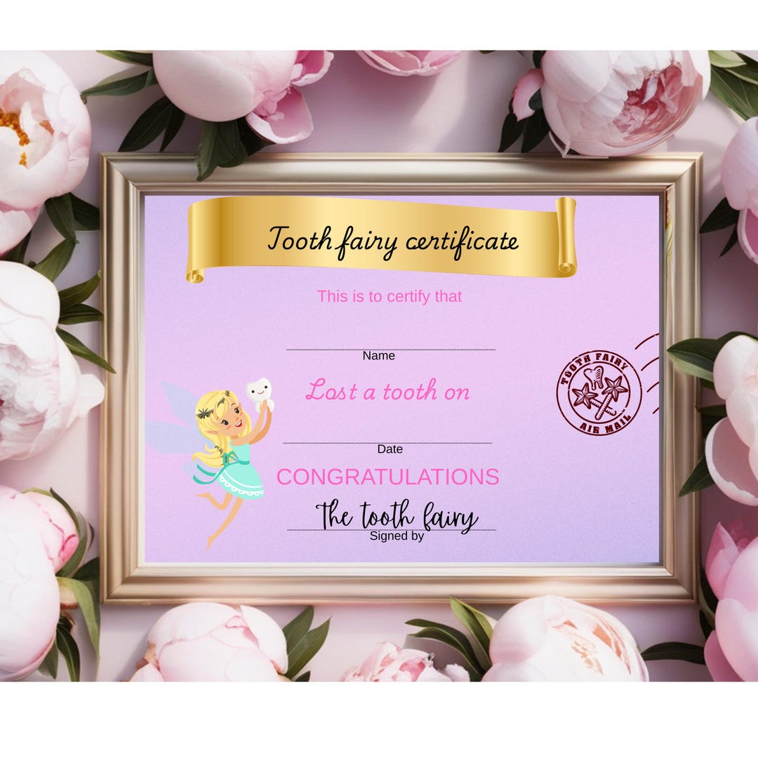 Printable Fairy Certificate for Children, Kids Keepsake, Magical Lost ...