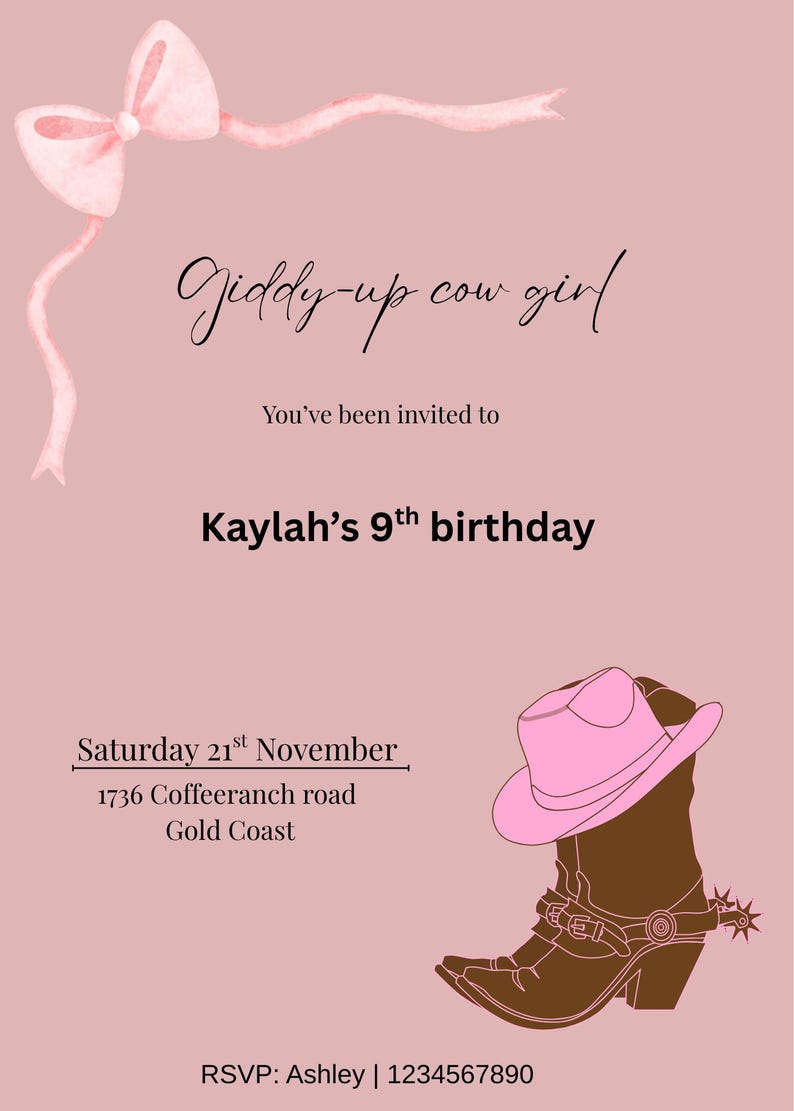 Cowgirl Birthday Invitation | Editable Canva Template | Giddy up ...