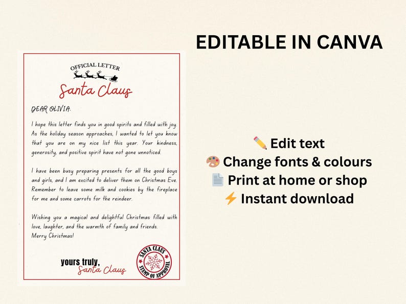 Letter From Santa Editable Printable, North Pole Santa Letter Template ...