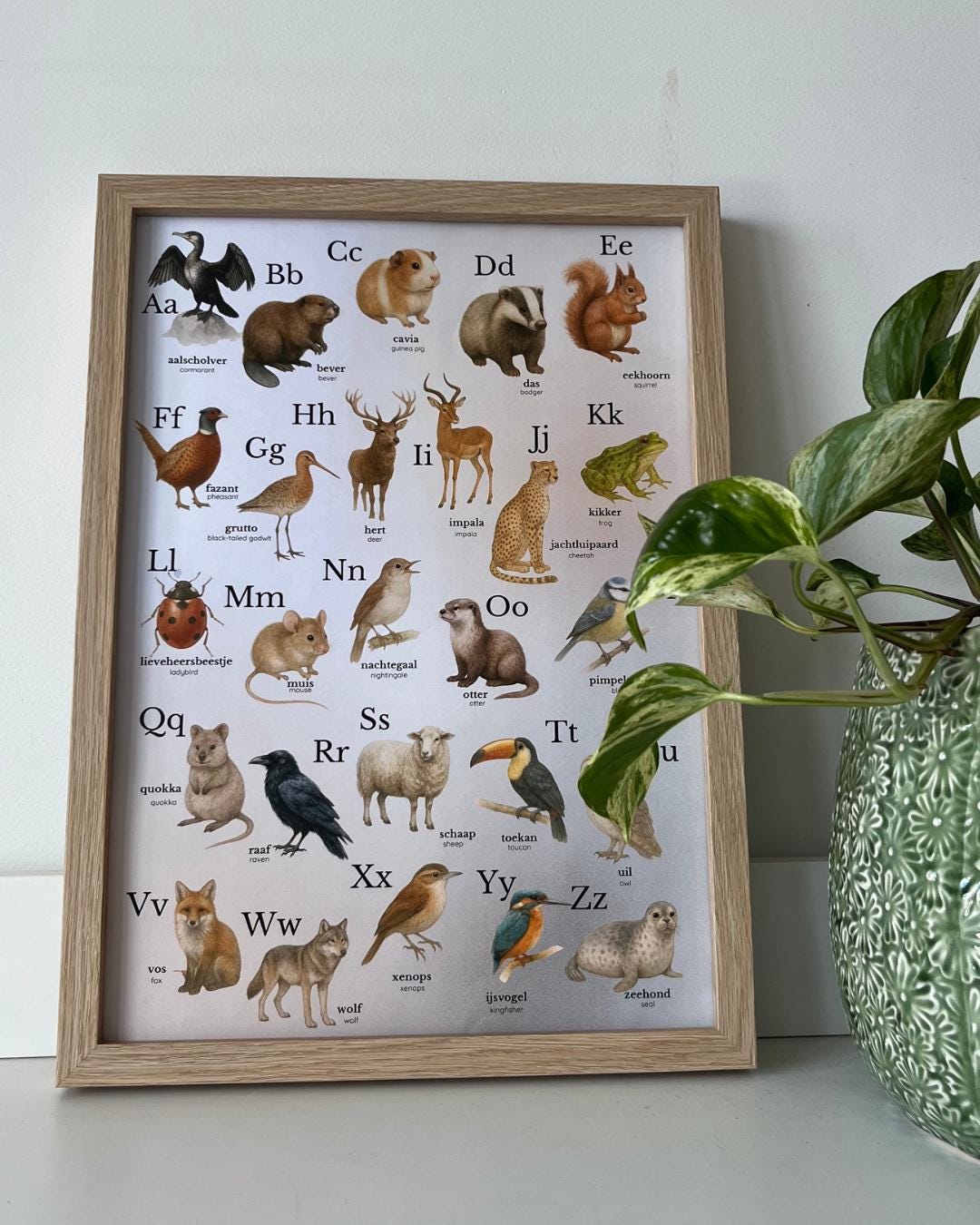 Animal Themed Bilingual Alphabet Poster for Kids Dutch/english ...