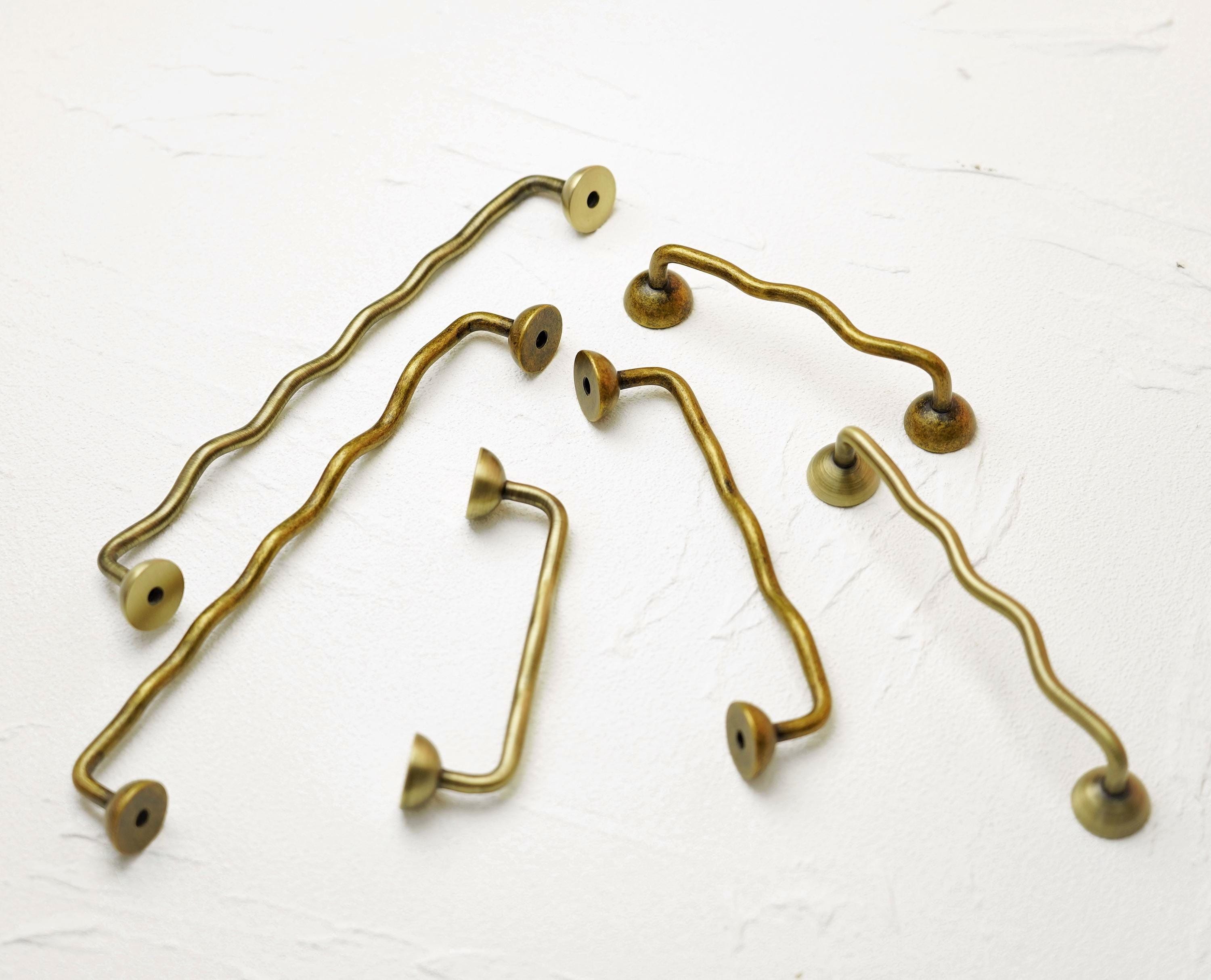 Wavy Solid Brass Handle/antique Brass Cabinet Handles/kitchen Drawer ...