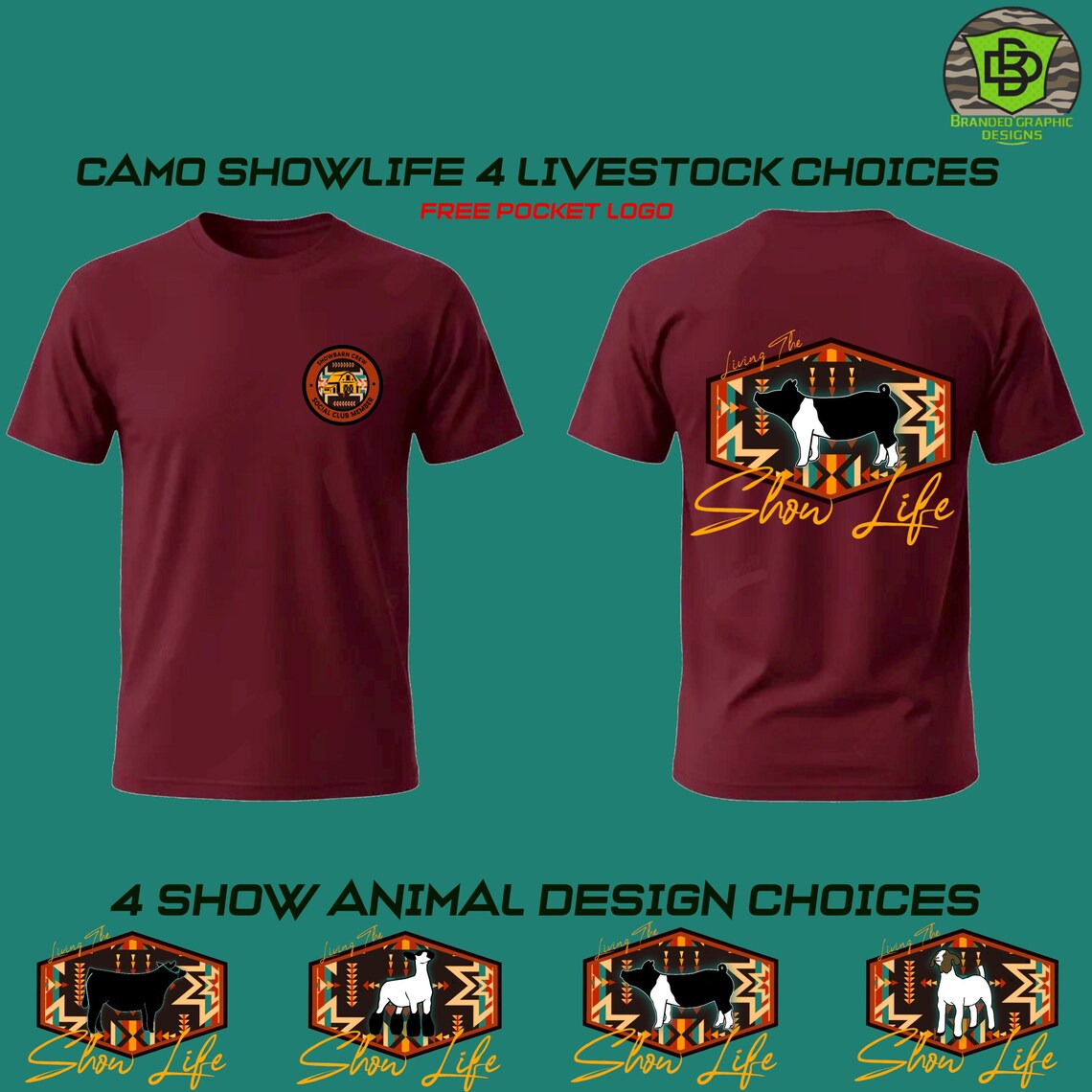 Show Livestock Aztec Shirt Design ( 4 Animal Choices ) | PNG File | DTF ...