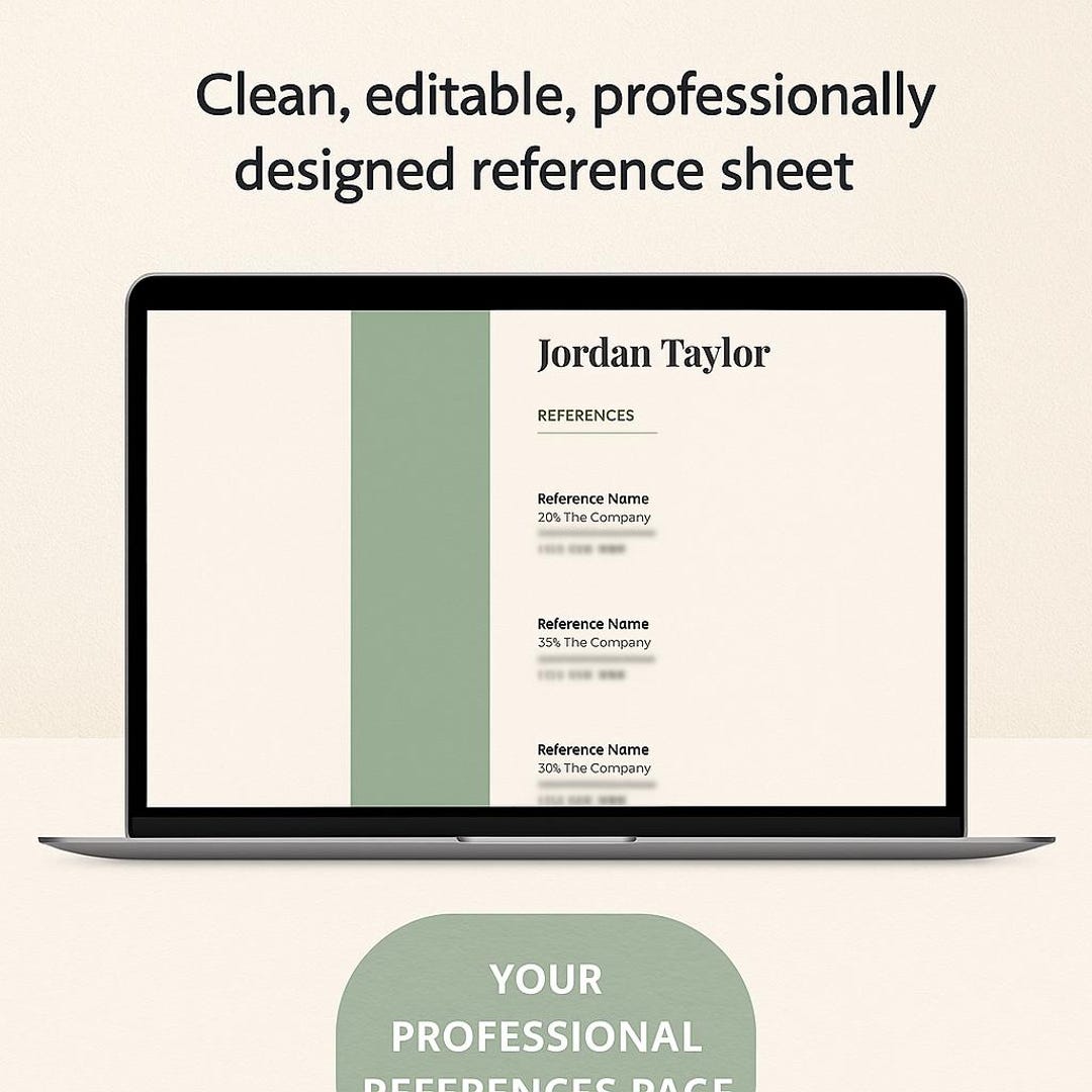 Professional Reference Page Template | Modern Reference List | Editable ...