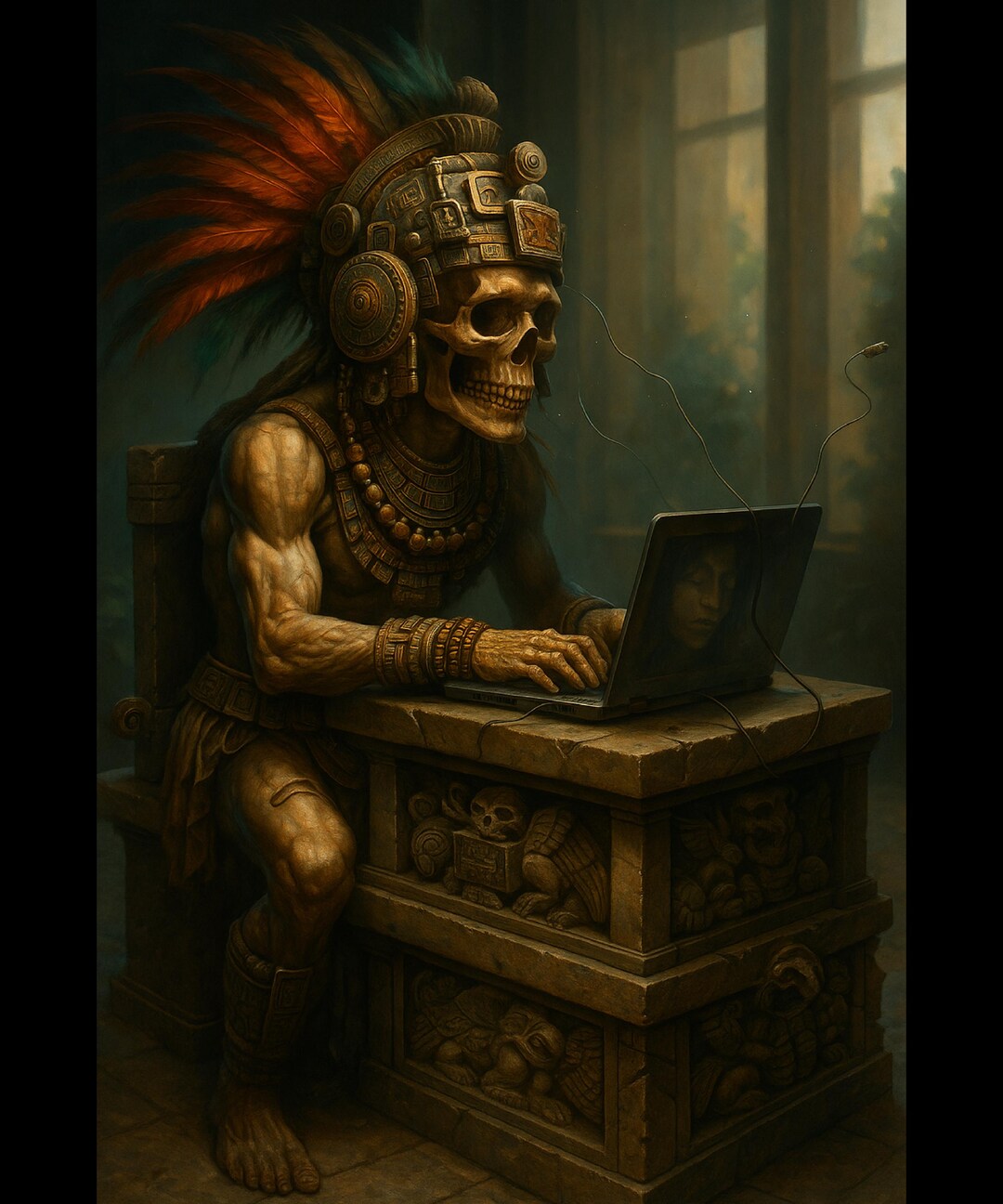 Aztec Cyber Warrior Art | Ancient Meets Technology Digital Download - Etsy