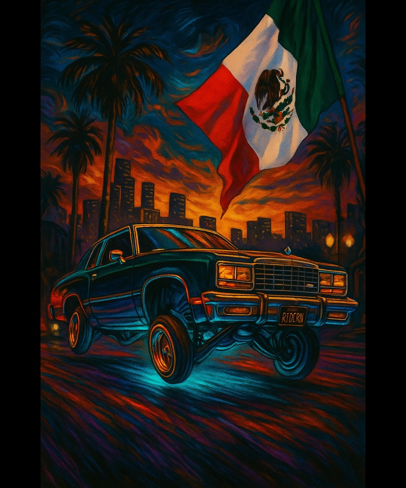 Mexican Lowrider Night Ride | Chicano Car Art Digital Download Download ...