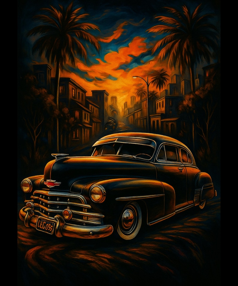 Classic Lowrider at Sunset | Chicano Street Art Digital Download ...