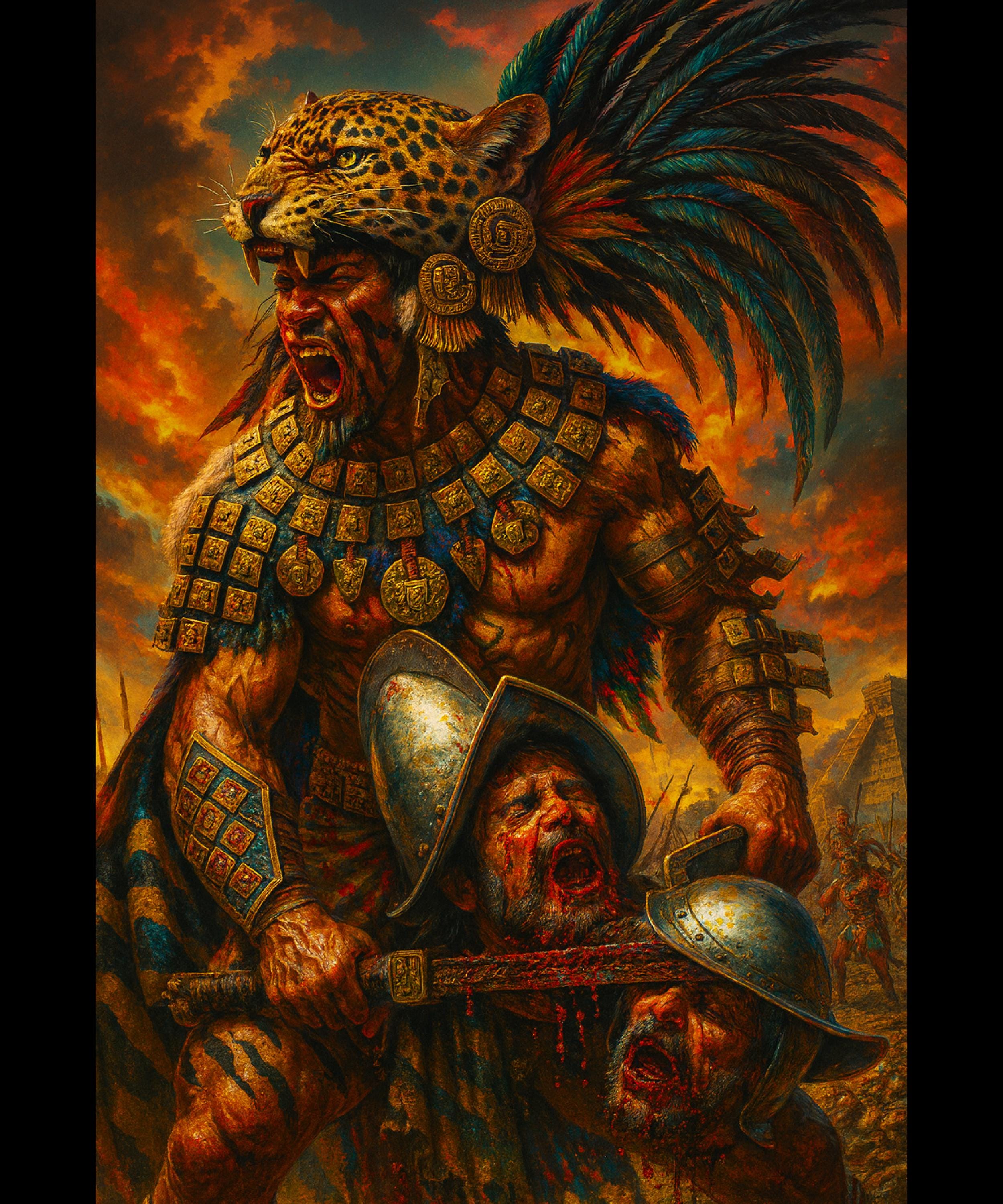 Aztec Jaguar Warrior Vs Conquistador Indigenous Resistance Mexican ...