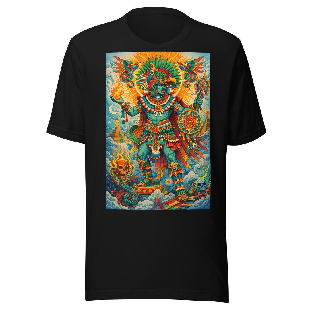 Dios Azteca Del Fuego — Arte Mexica Colorido Estilo Prehispánico Unisex ...