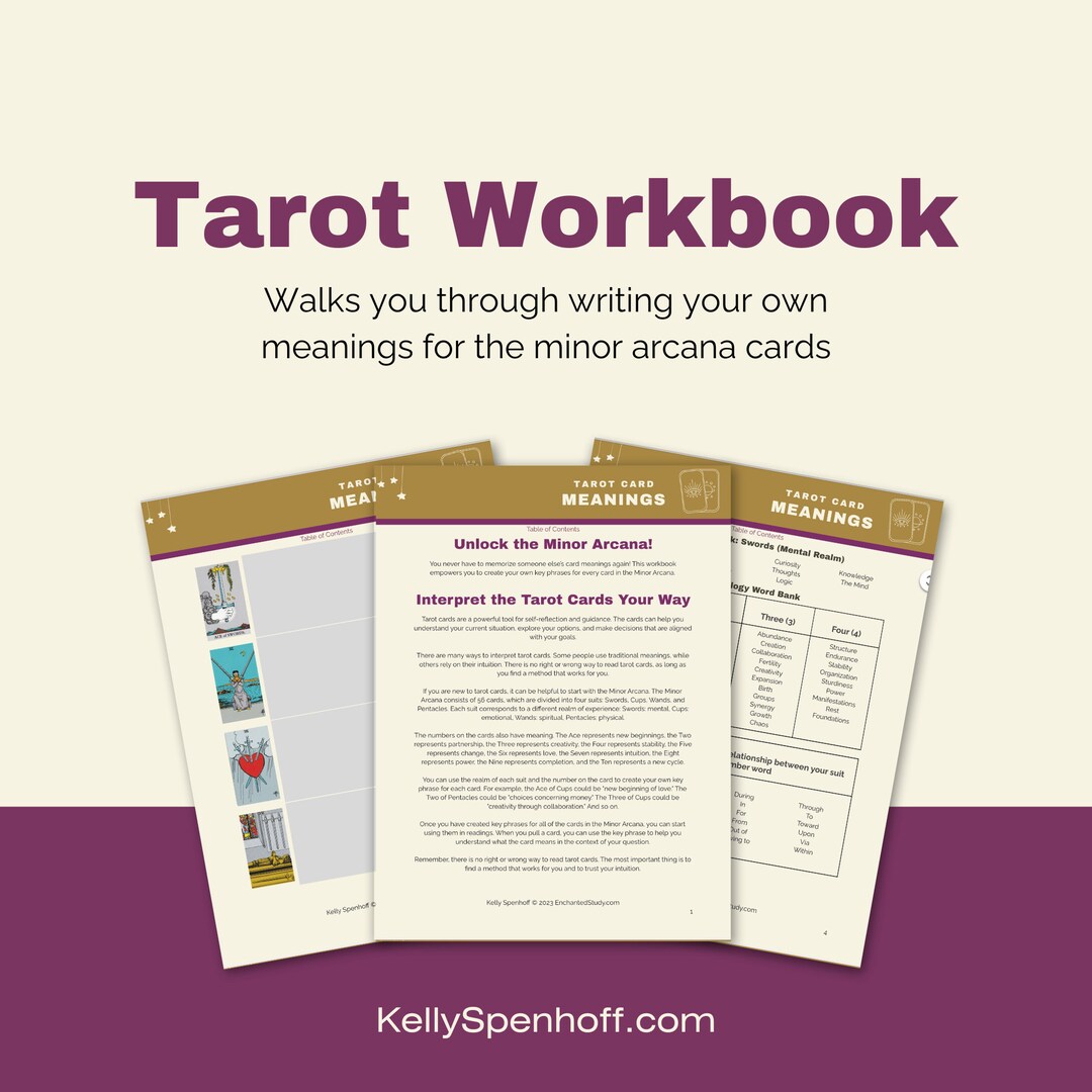 Digital Tarot Card Meanings Workbook Fillable Tarot Workbook - Etsy