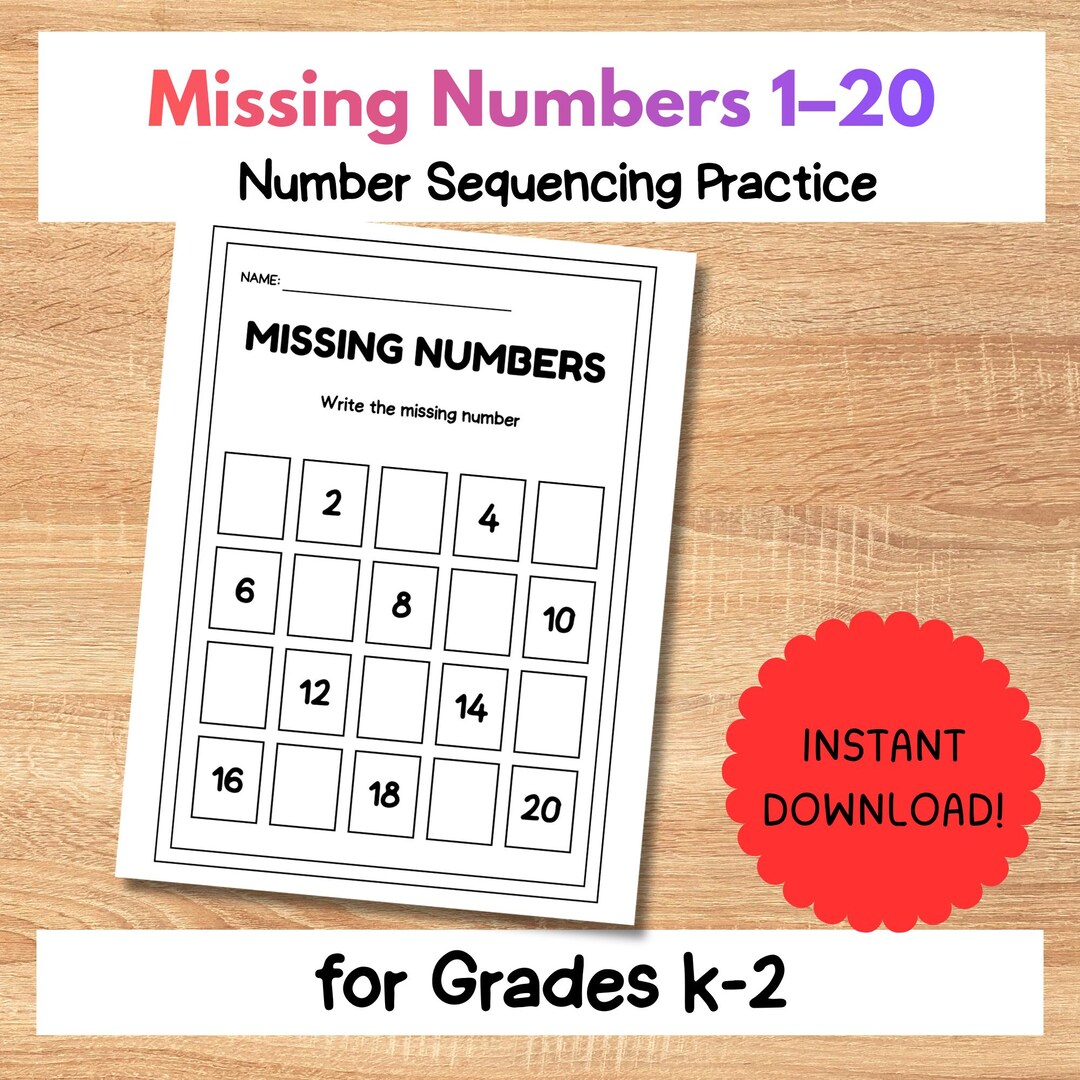 Missing Numbers Worksheet 1–20 | Number Sequencing for Kindergarten ...