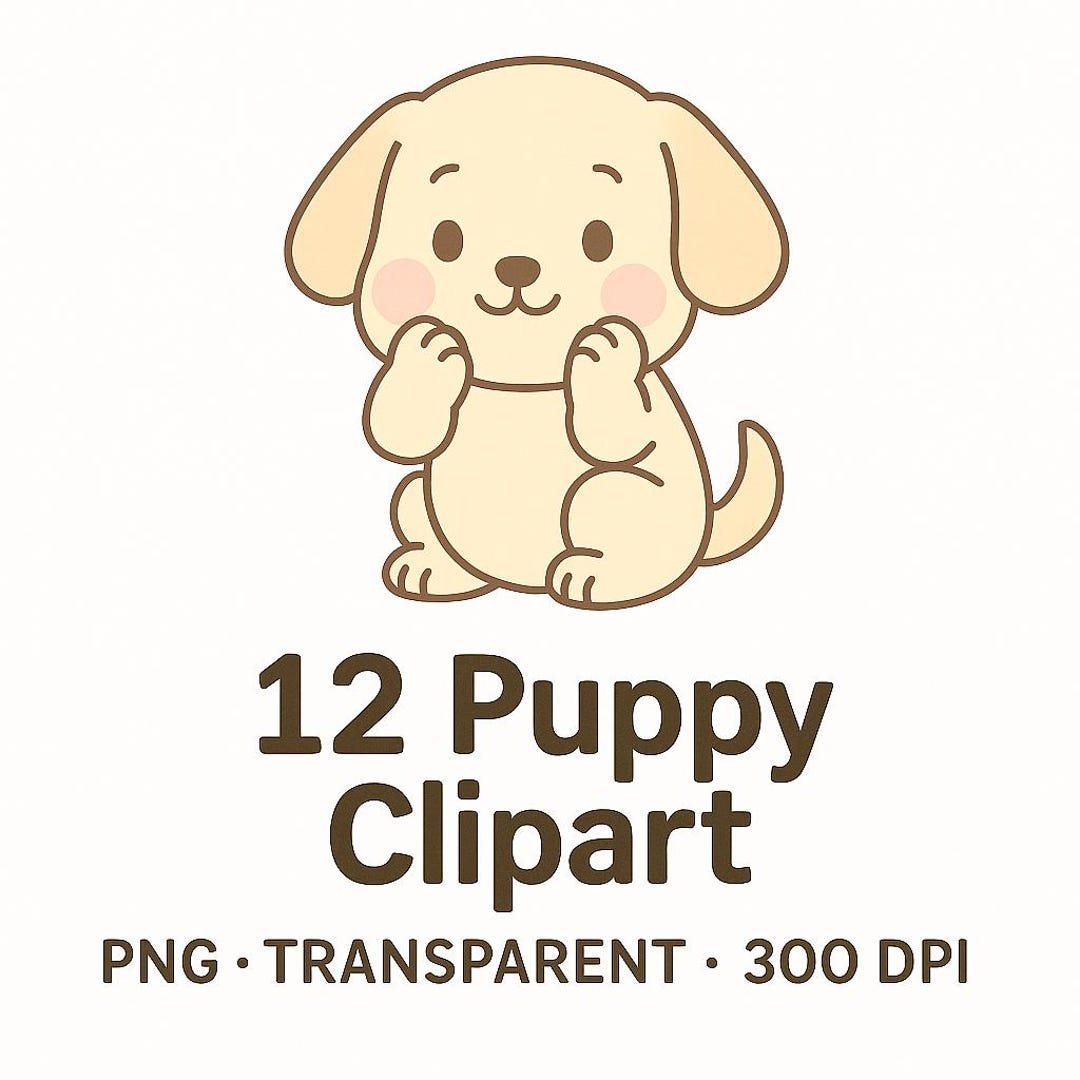 12 Cute Puppy Clipart PNG | Kawaii Dog Illustrations | Pastel Animal ...