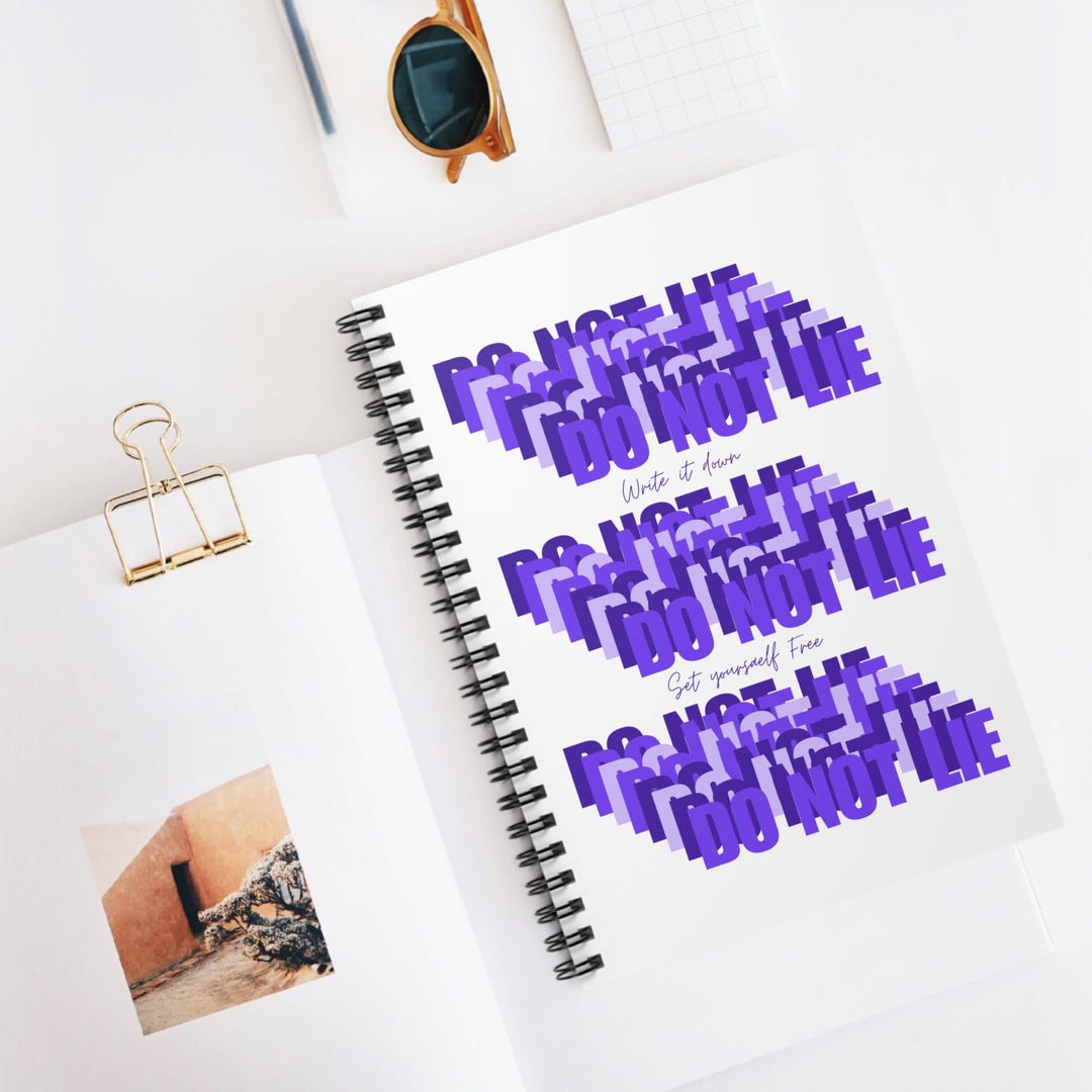 Do Not Lie Repeating Text Spiral Notebook | Ruled Journal, Purple ...