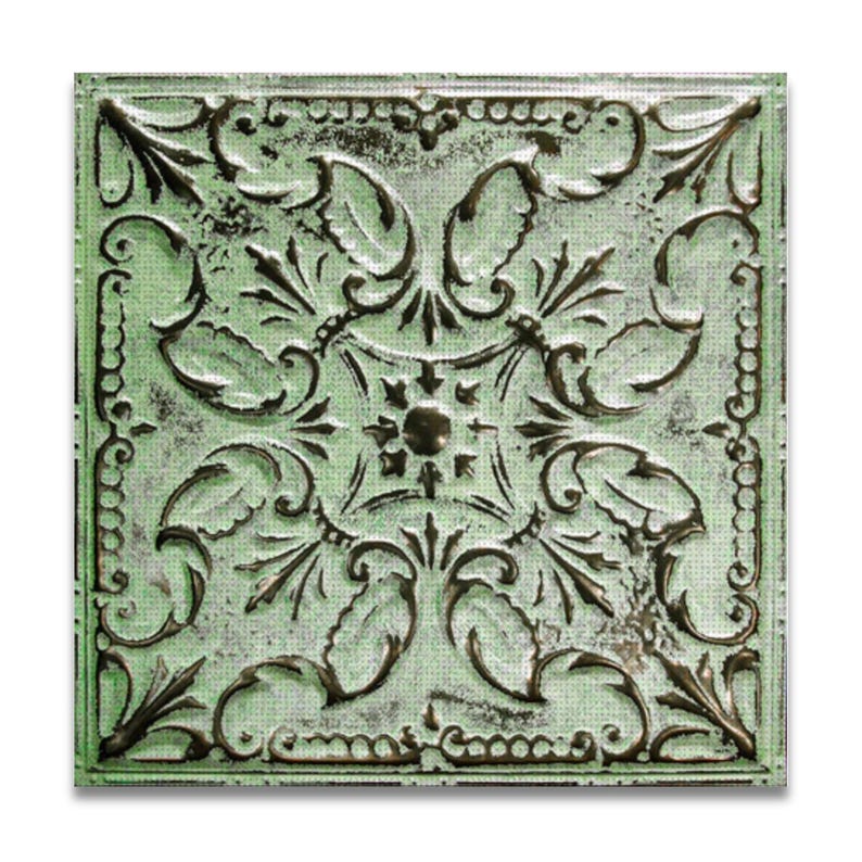 Verdigris Patina Faux Metal Tile Panels | 6x6 and 12x12 Peel & Stick ...