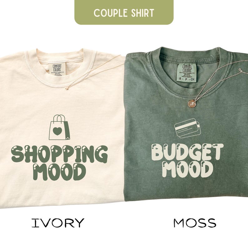 Funny Couple Shirts, Shopping Mood Budget Mood, Comfort Colors Matching ...