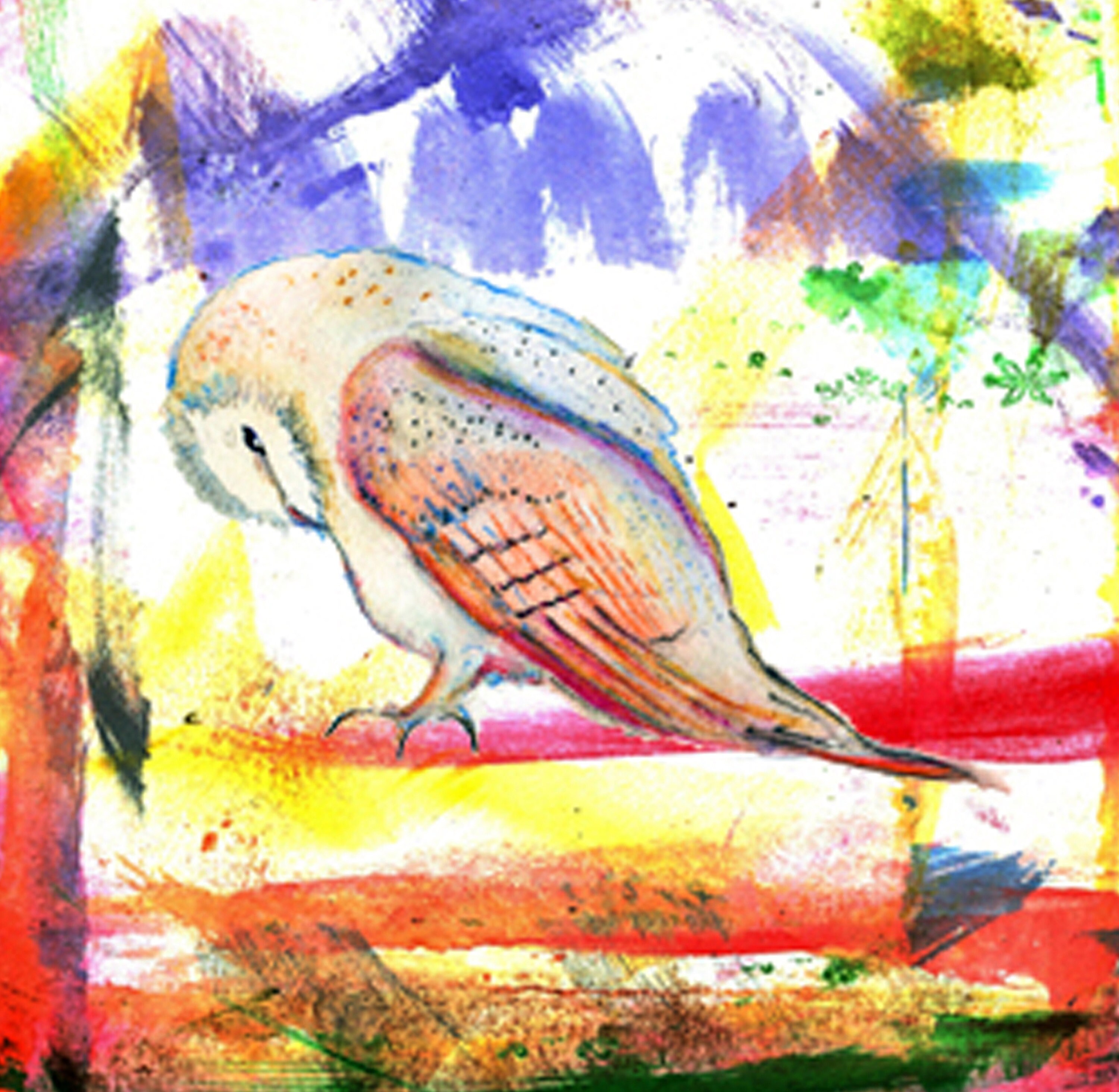 Owl in Prayer on Canvas - Etsy