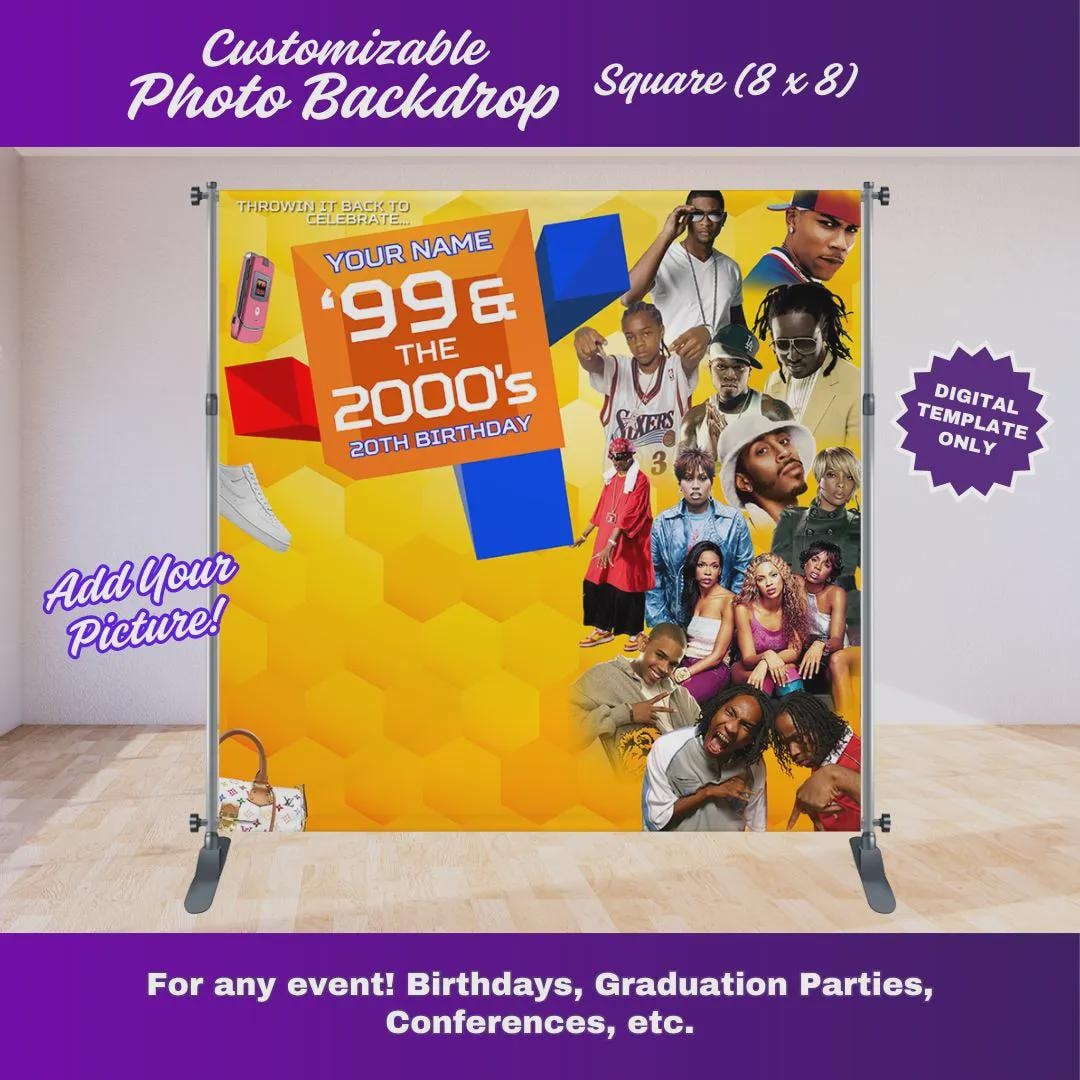 2000s Party Backdrop, Customizable Photo Booth (canva Template) - Etsy