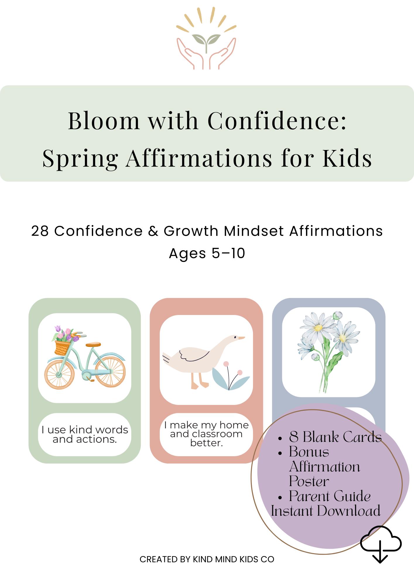 Spring Affirmation Cards for Kids | Growth Mindset SEL Activity ...
