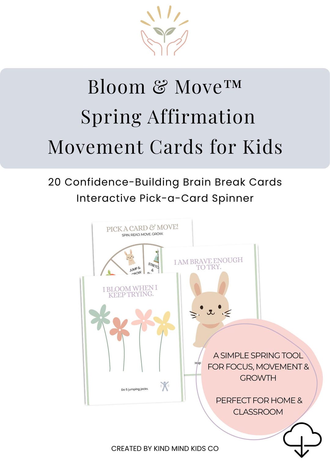 Spring Movement Cards for Kids | Affirmation Brain Breaks, SEL Activity ...