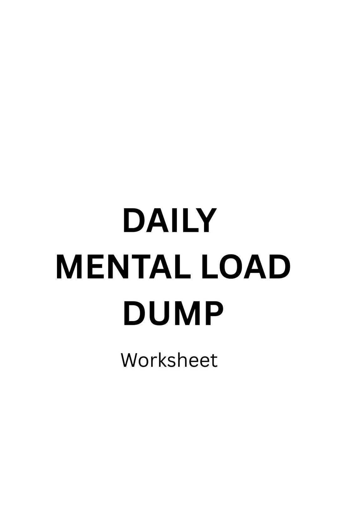 Daily Mental Load Dump Worksheet - Etsy