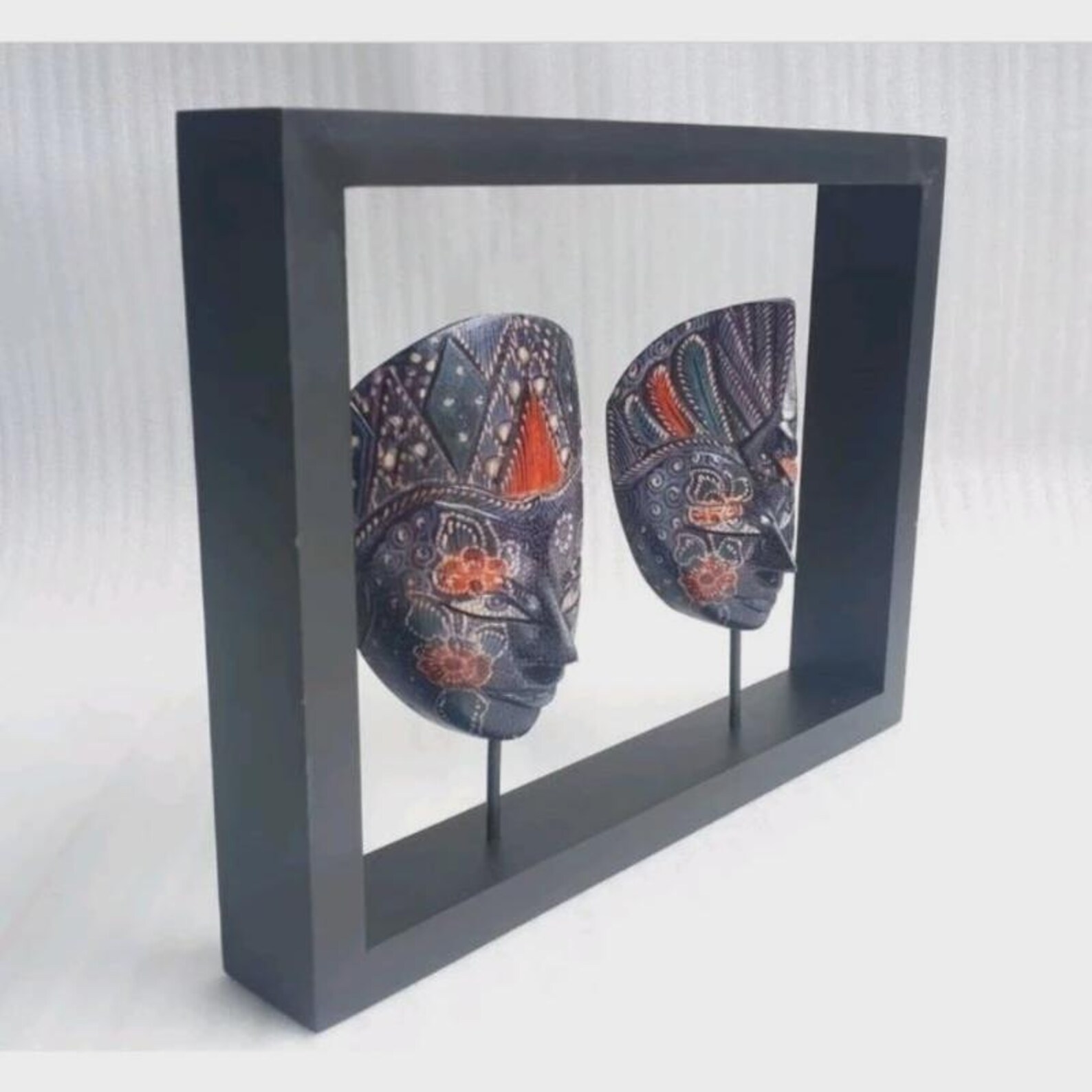 Handmade Batik Wooden Mask Wall Art – Framed Tribal Decor - Etsy